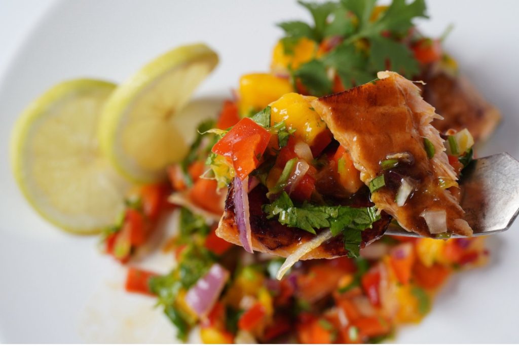 Hot Smoked Salmon with Mango Salsa - Patrick Holford